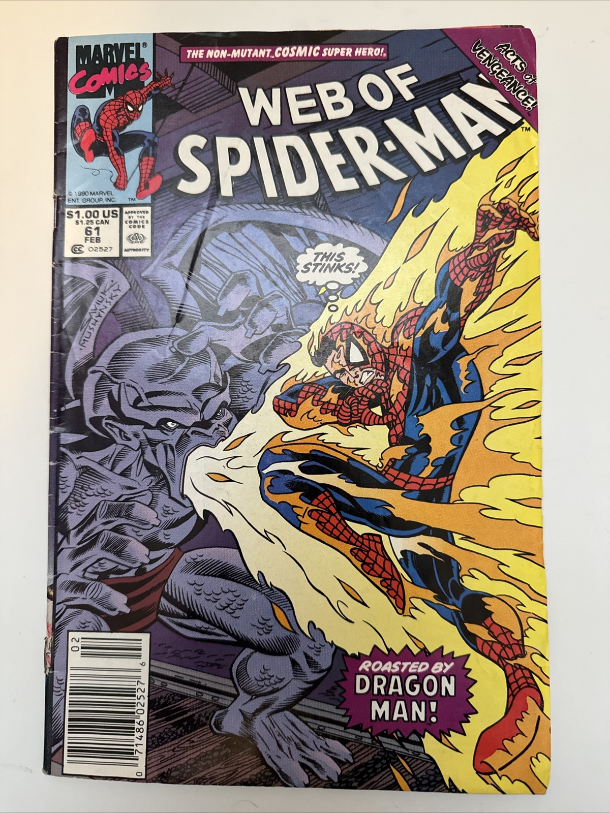 Web of Spider-Man #61 (1990, Marvel comics) roasted by Dragon Man | eBay