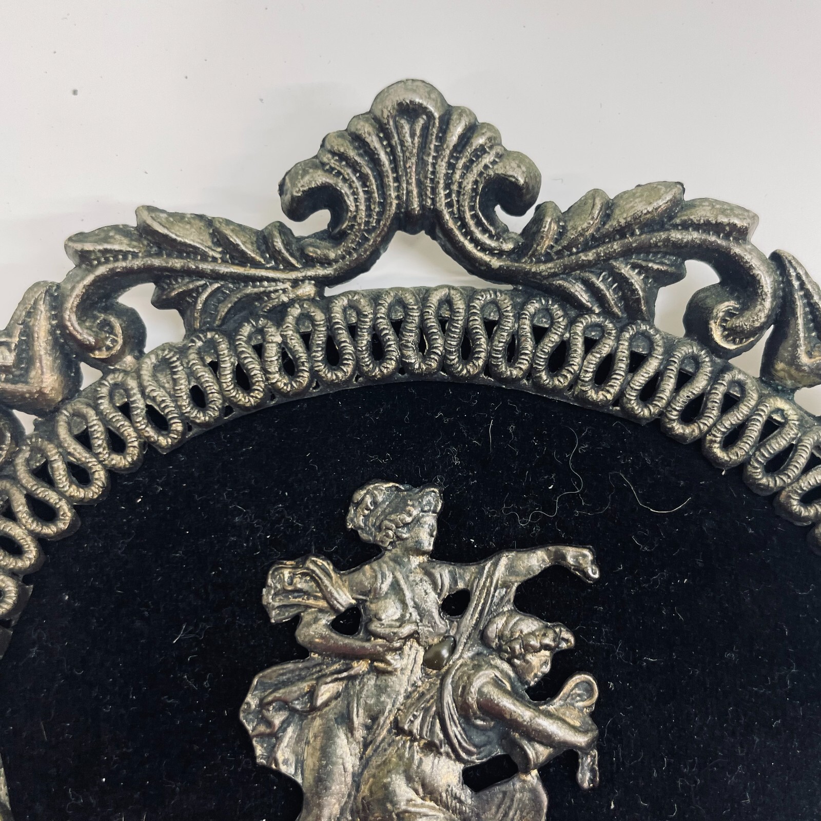 Vintage Brass Metal Black Velvet Greek Women Art Picture Frame Wall ...