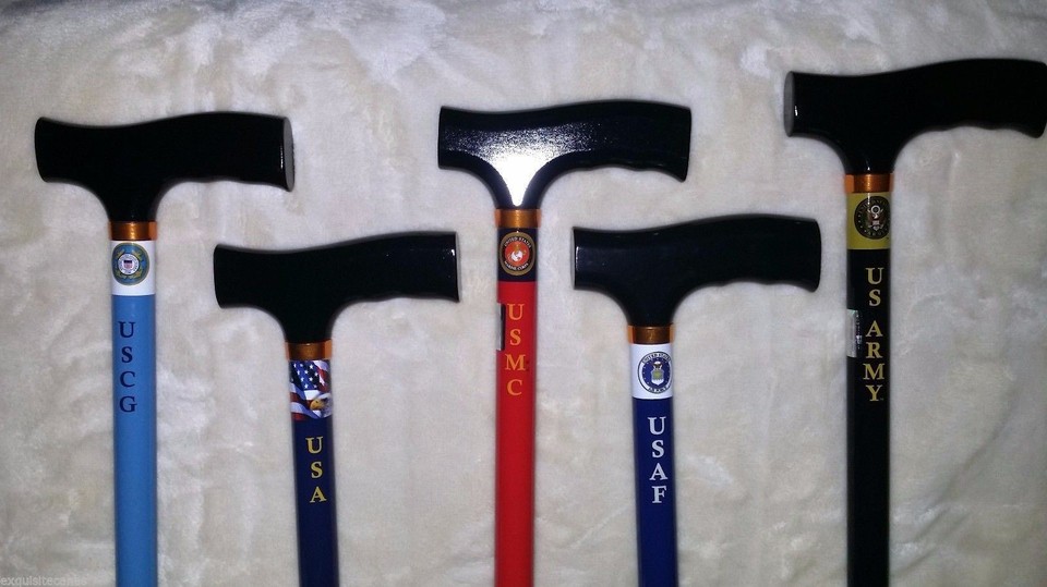 US Navy Adjustable Blue Shaft Walking Cane Stick Patriotic USA MILITARY ...