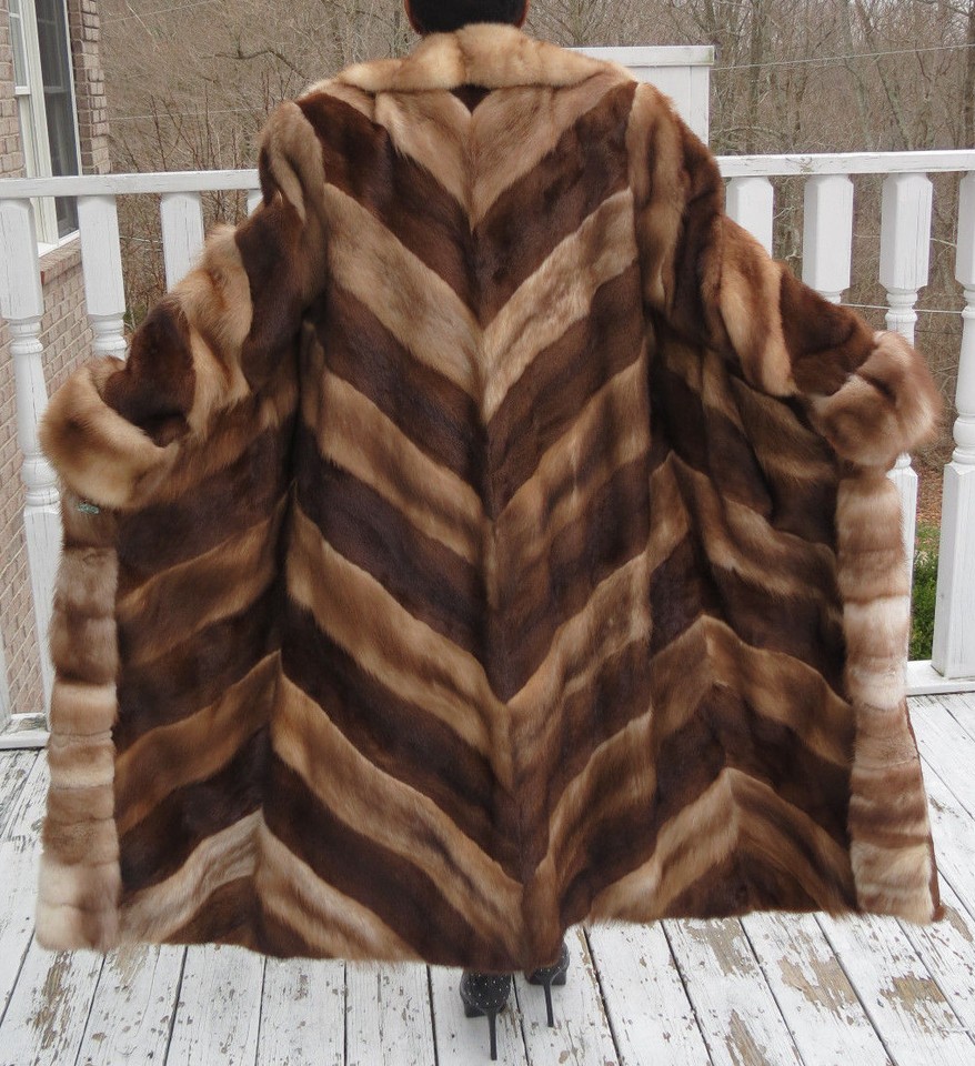 NEW designer full length female pelts Mink& Sable Stone marten fur Coat ...
