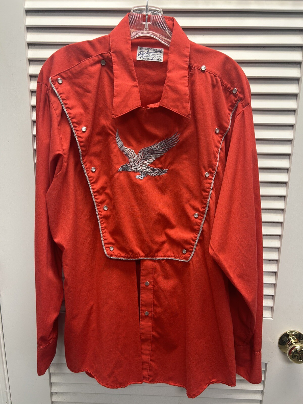 Vintage 70s Western Snap Pearl Shirt Embroidered Eagle Rockmount Ranch ...