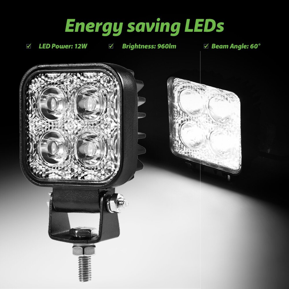 12V LED Work Light Bar Flood Spot Lights Driving Lamp Offroad Car Truck ...