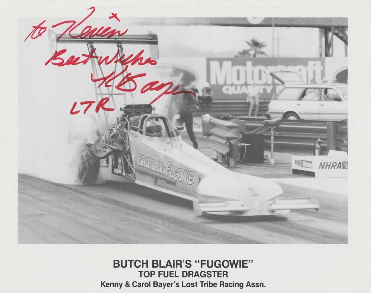 Butch Blair signed "Fugowie" Lost Tribe Racing Top Fuel NHRA postcard ...