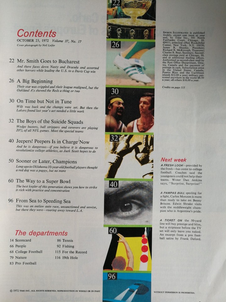 Sports Illustrated October 23, 1972 Jim Catfish Hunter Oakland A's ...
