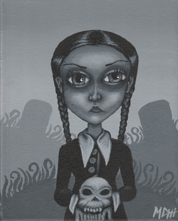 Wednesday Skull Gothic Fantasy Addams Family black white Original ...