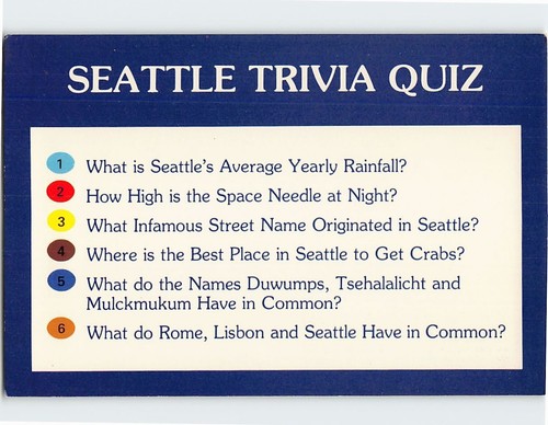 Postcard Seattle Trivia Quiz Seattle Washington USA | eBay