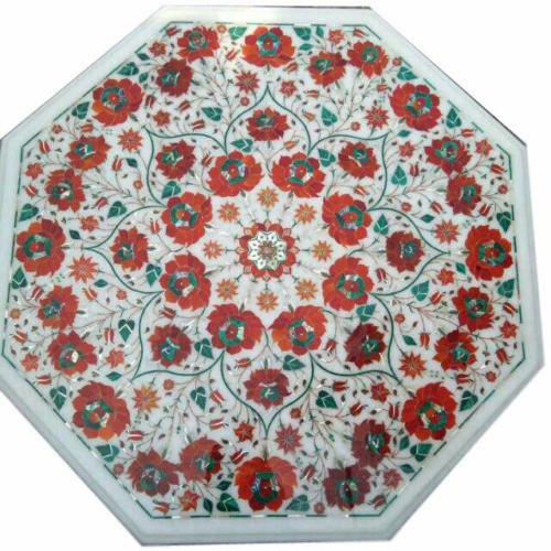 24" Marble Table Top carnelian stones Inlay art work Handmade home ...