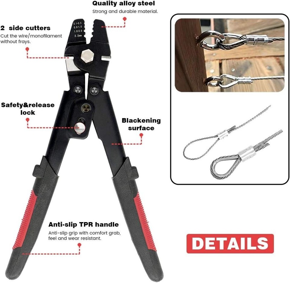 Wire Rope Crimp Kit with 165ft 116 304 Stainless Steel Cable 7x7 Strand ...