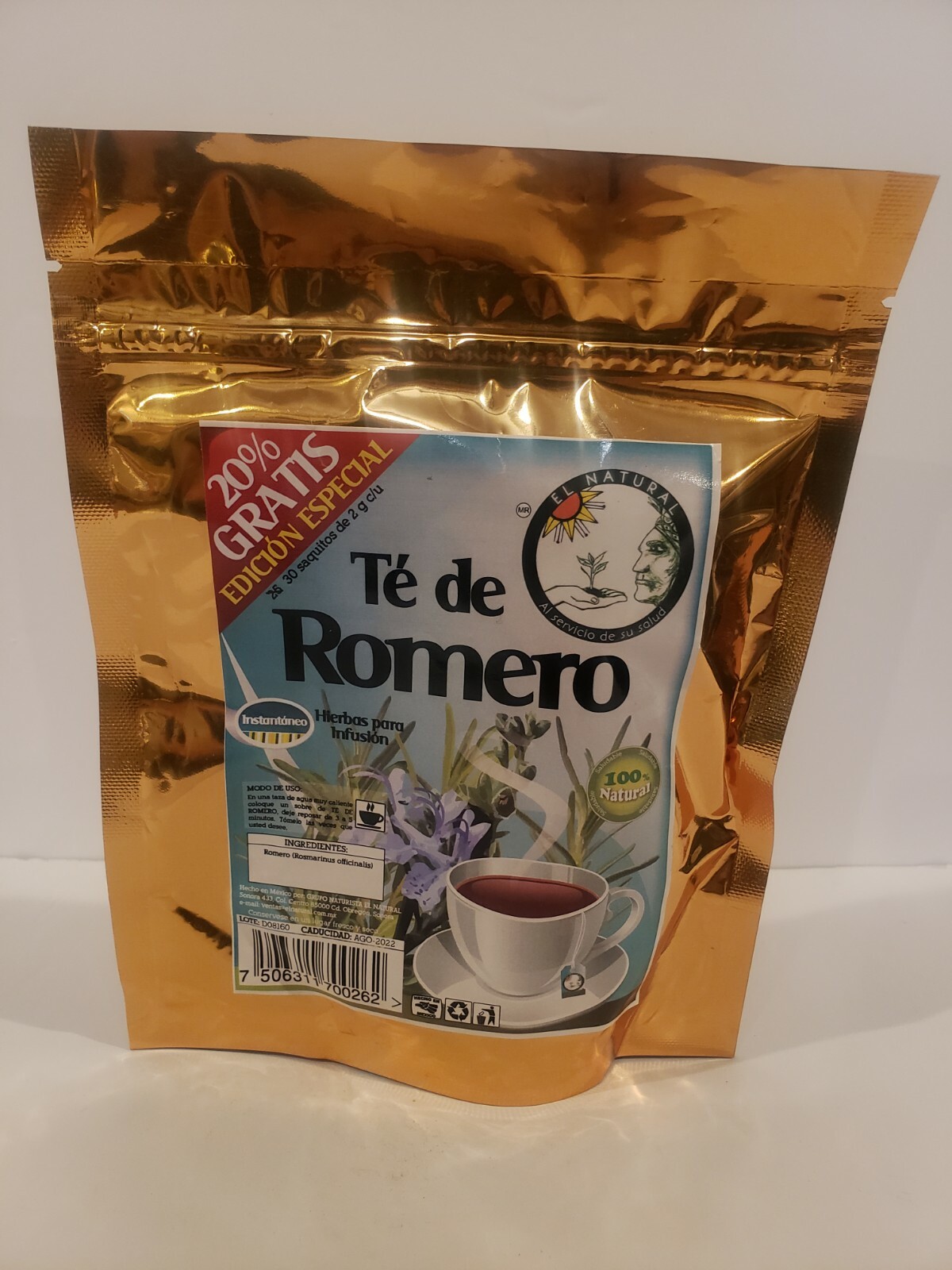 TE DE ROMERO ROSEMARY TEA 30 SOBRES/BAGS "Constipacion, Vias ...