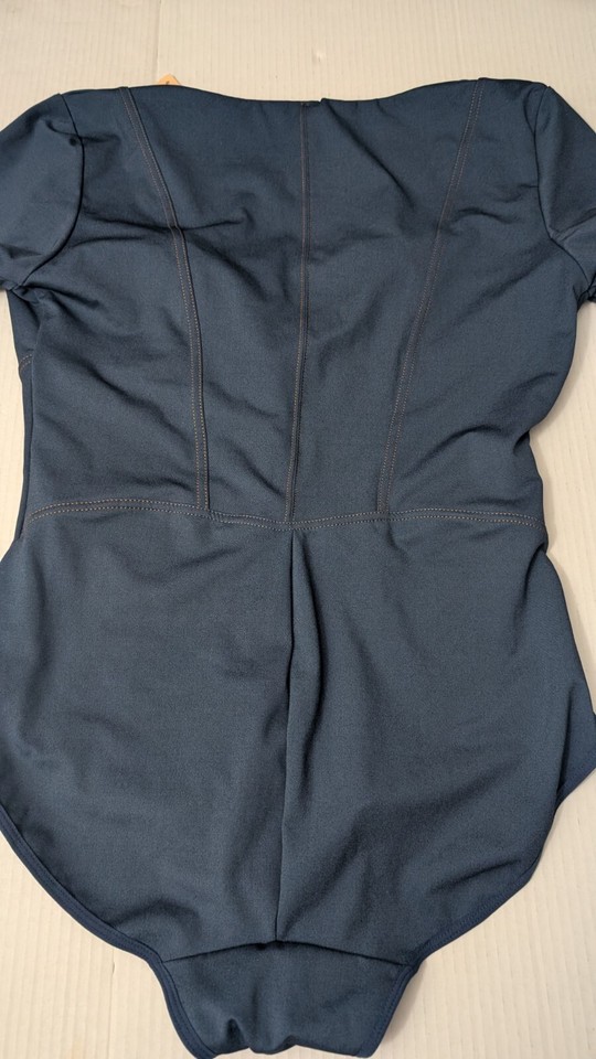 Popilush Denim V-Neck Short Sleeve Bodysuit Size L | eBay