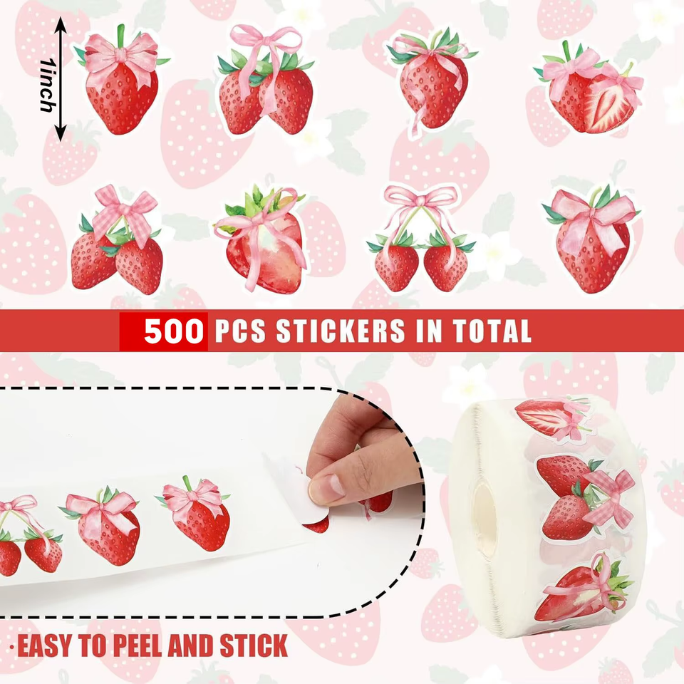 500Pcs/Roll Pink Bow Seal Stickers, Cute Gift Box Blessing Stickers ...