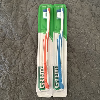 2 Sunstar GUM 461 Super Tip Compact Soft Toothbrushes NEW Red Blue | eBay