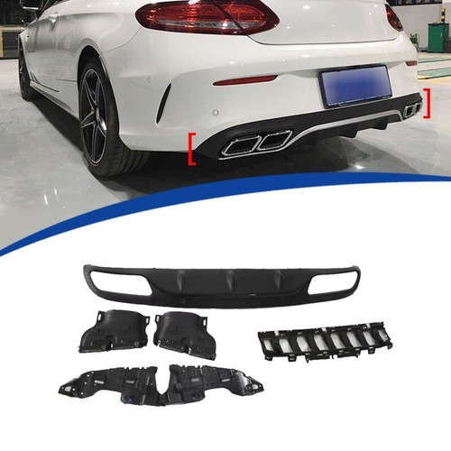 Black Rear Bumper Diffuser Lip Tailpipe for Mercedes-Benz W205 C-Class ...