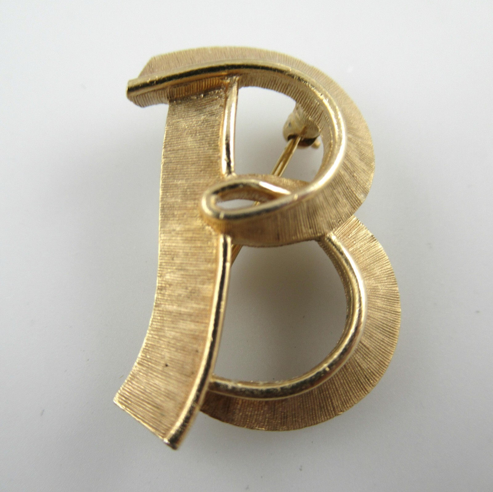 Signed Crown Trifari Letter "B" Initial, Textured Mon… - Gem