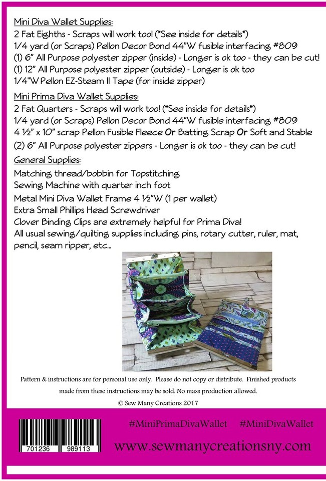 Mini Divas Mini Diva & Mini Prima Diva by Sew Many Creations (Pattern ...