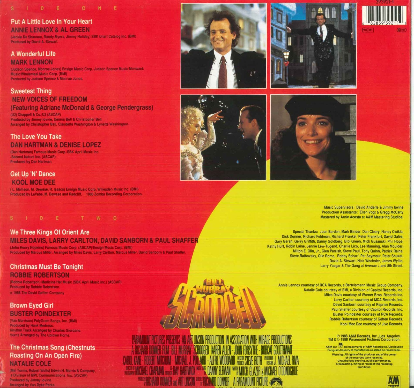 Aa.vv. ‎‎‎‎‎ LP Vinyl Scrooged (Original Motion Picture Soundtrack) A&M ...