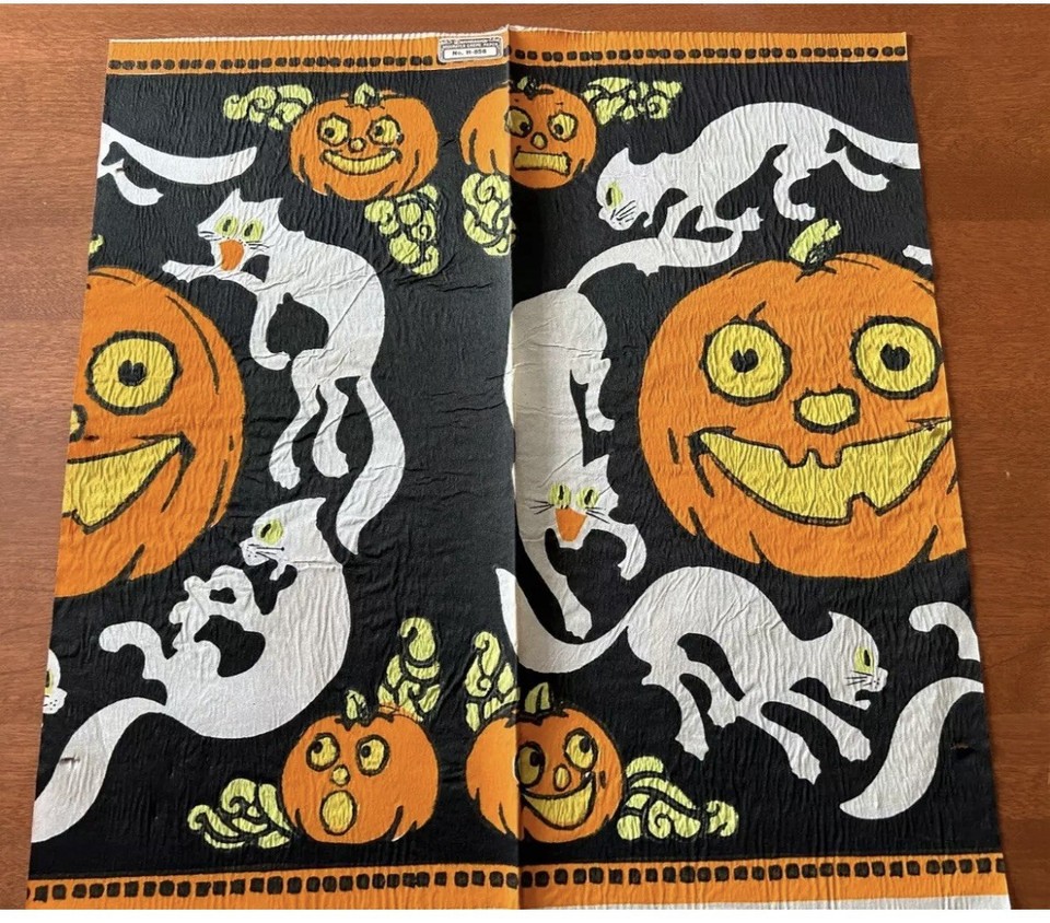 Antique/Vintage Halloween Crepe Paper DECOUPAGED on a panel and framed ...