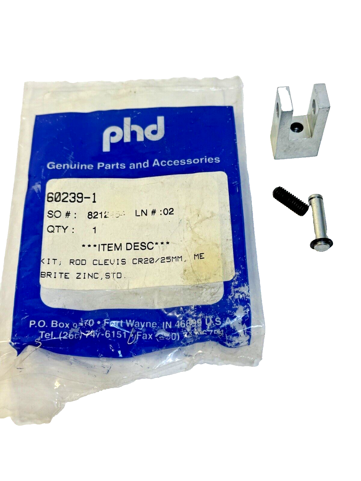 PHD 60239-1 Rod and Clevis Kit CR/20/25mm, ME Brite Zinc, Std. | eBay