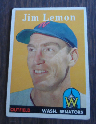 1958 TOPPS BASEBALL #15 JIM LEMON WASHINGTON SENATORS VG/EX A-571 | eBay