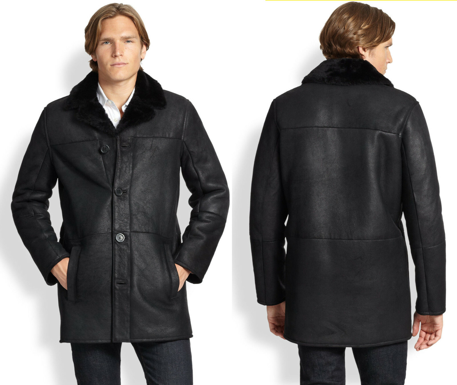 $1795 NWT ANDREW MARC MENS Size XL 100% SHEEPSKIN SHEARLING LONG JACKET ...