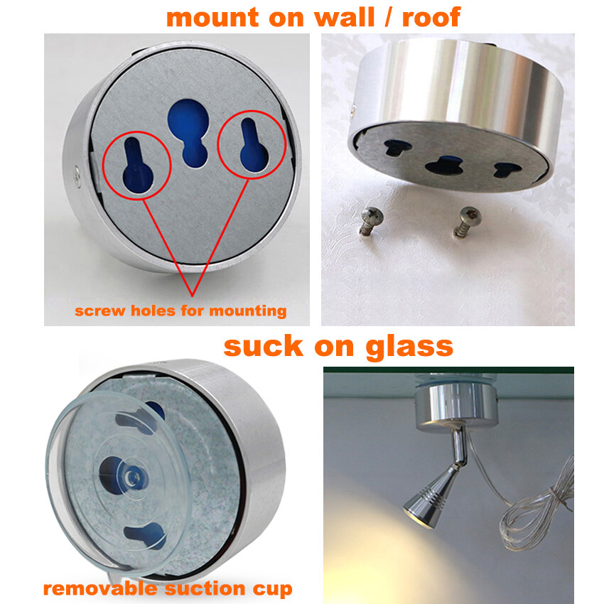 3W LED Wall Ceiling Surface Mount Light Spot Lamp On/off Button Plug In ...