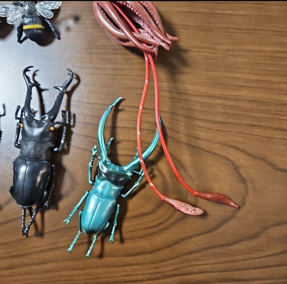 Mini Toy Figure Stag Beetle and others Set of 10 Insect Bug Giant Squid ...