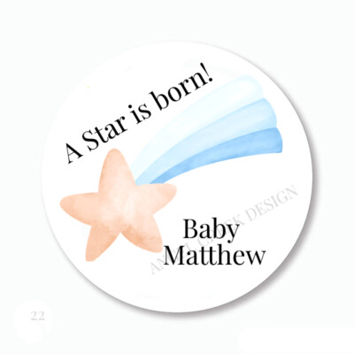 Personalized Star is Born Boy Baby Shower Favors Stickers Labels ...