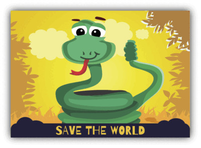 Save The World Rattle Snake Cartoon Animal Slogan Car Bumper Sticker ...
