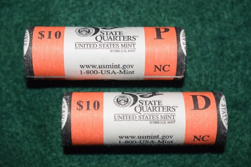 2001 P &D 50 State Quarters North Carolina US Mint Wrapped Rolls ...