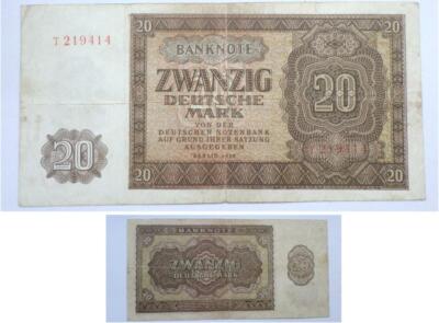 Banknote DDR Berlin 1948 Geldschein Cash note 20 DM East German Paper ...