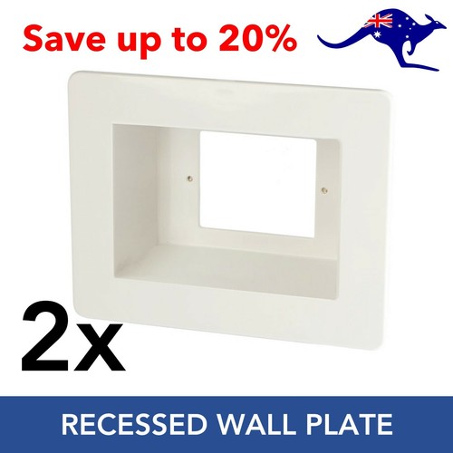 2 x Recessed Power Point Wall Box Plate GPO TV + 2 AV Clipsal Style ...