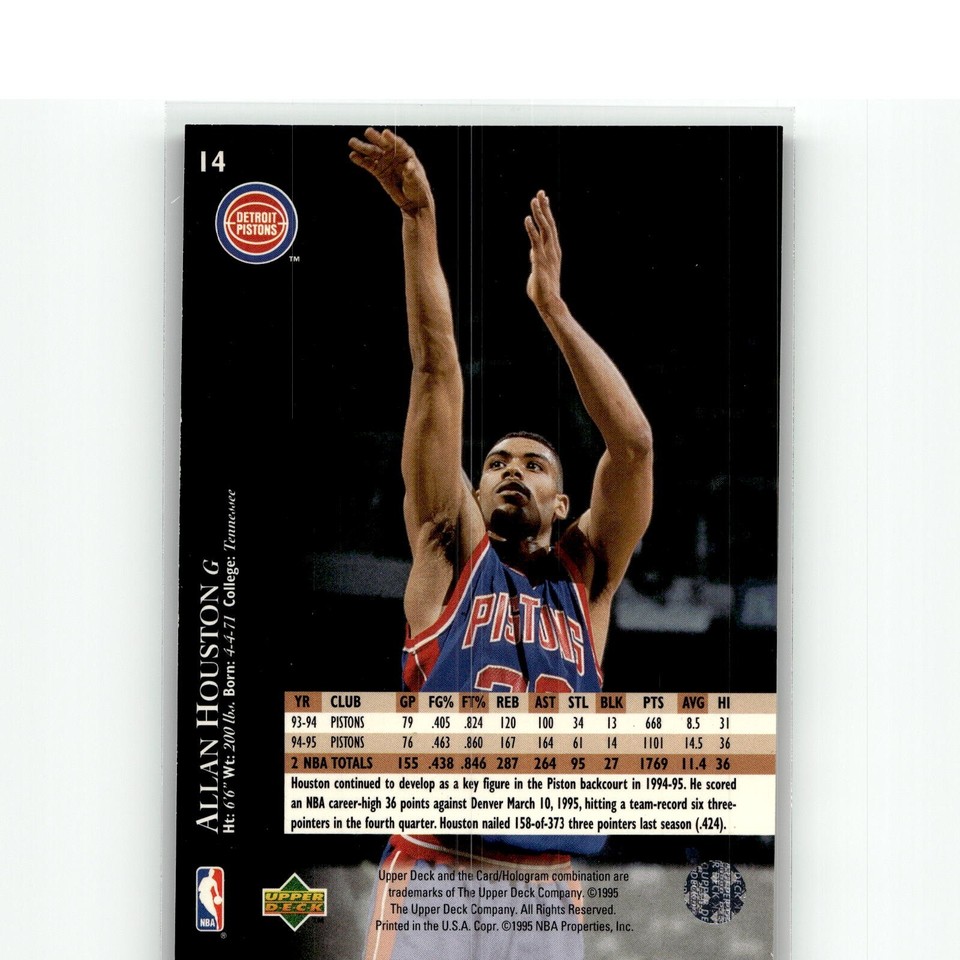 1995-96 Upper Deck Basketball Electric Court Parallel #14 Allan Houston ...