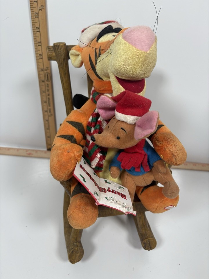 Gemmy Disney Christmas Animated Winnie the Pooh Tigger & Roo Rocking ...