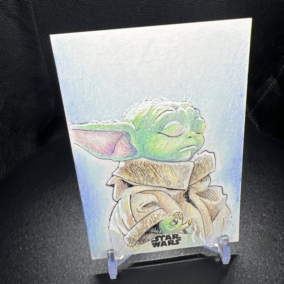 Grogu Sketch Card 2022 Topps Star Wars Mandalorian Beskar Oscar Chavez ...