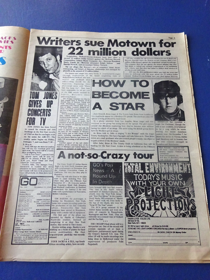 Nov 29, 1968 Go Magazine, Beatles White Album, Motown Sued | eBay