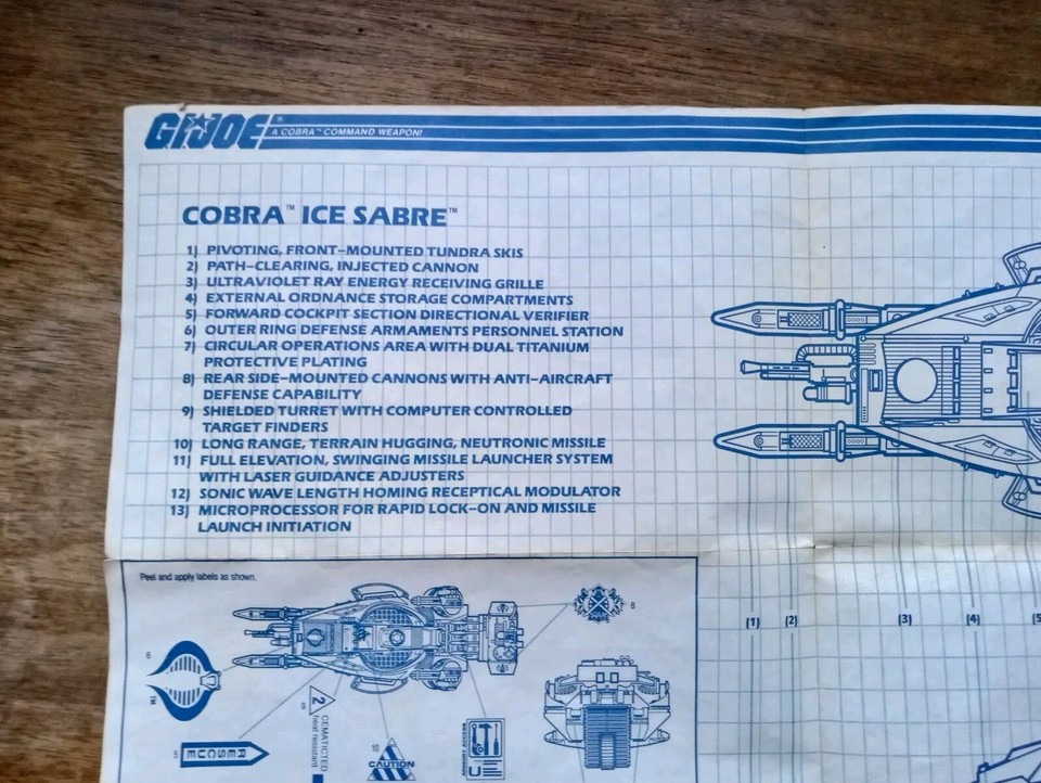 GI Joe 1991 Ice Sabre Blueprint Instructions | eBay