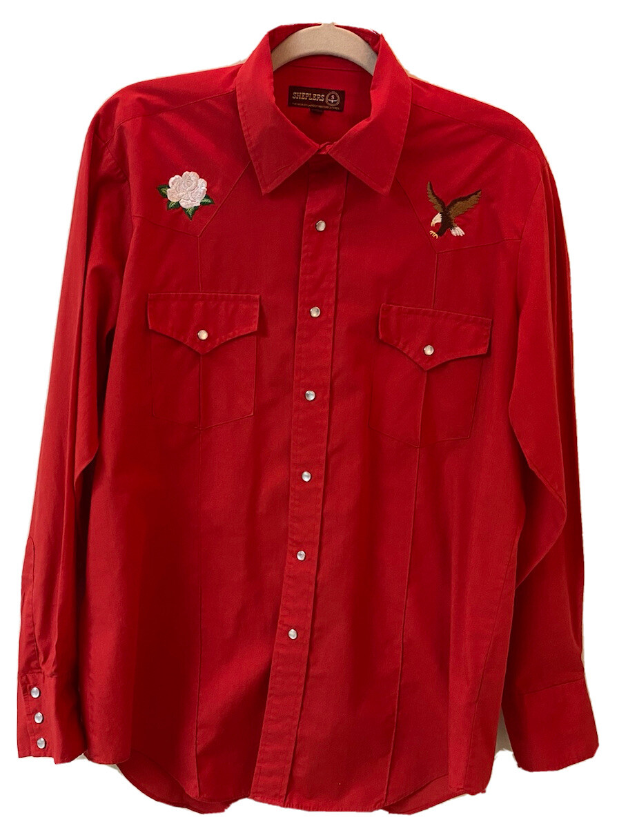 Vintage Sheplers Western Shirt Cowboy Mens Pearl Snap… - Gem