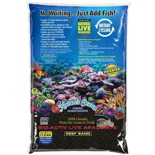 Nature's Ocean 20 Lbs Black Beach Bio-activ Live ARAGONITE Reef Sand ...