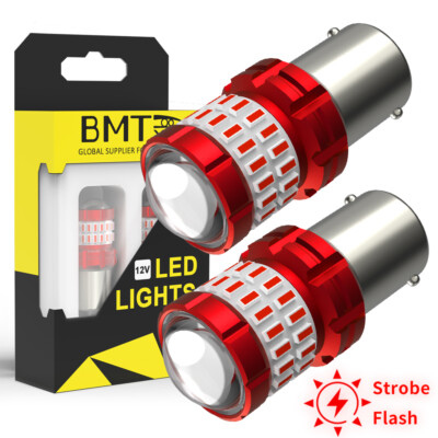 2PC 1156 Red LED Strobe Flash Brake Tail Light Lamp Bulb For BMW E46 ...