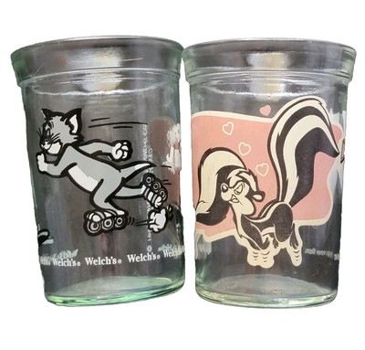 Vintage Welch's Looney Tunes Pepe Le Pew Tom & Jerry Jelly Glasses Lot ...