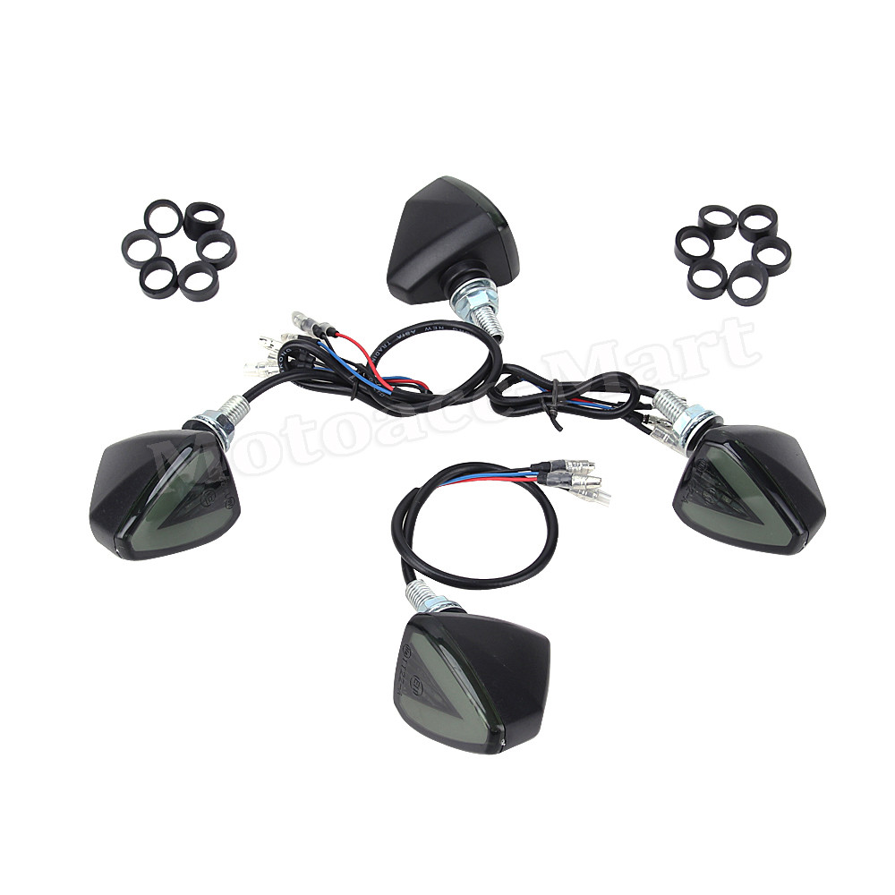 4X Motorcycle Triangle Smoke LED Flush Mount Turn Signals Indicator ...
