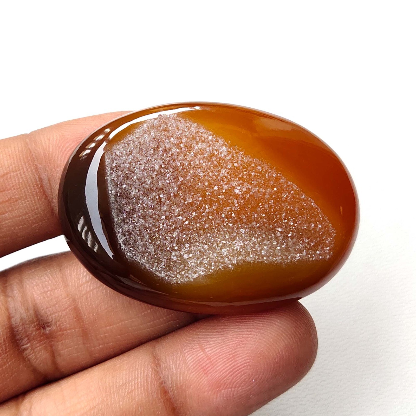 Joli Marron Onyx Agate Druse Cabochon Forme Ovale Gemmes Naturelles 91 ...
