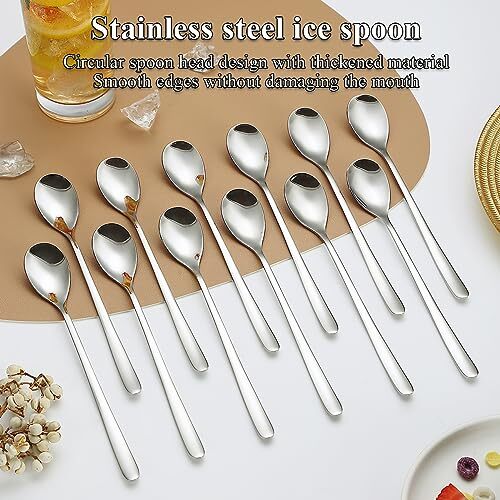 Long Handle Iced Tea Spoons Set Of 12 Pieces Stainless Steel Teaspoons ...