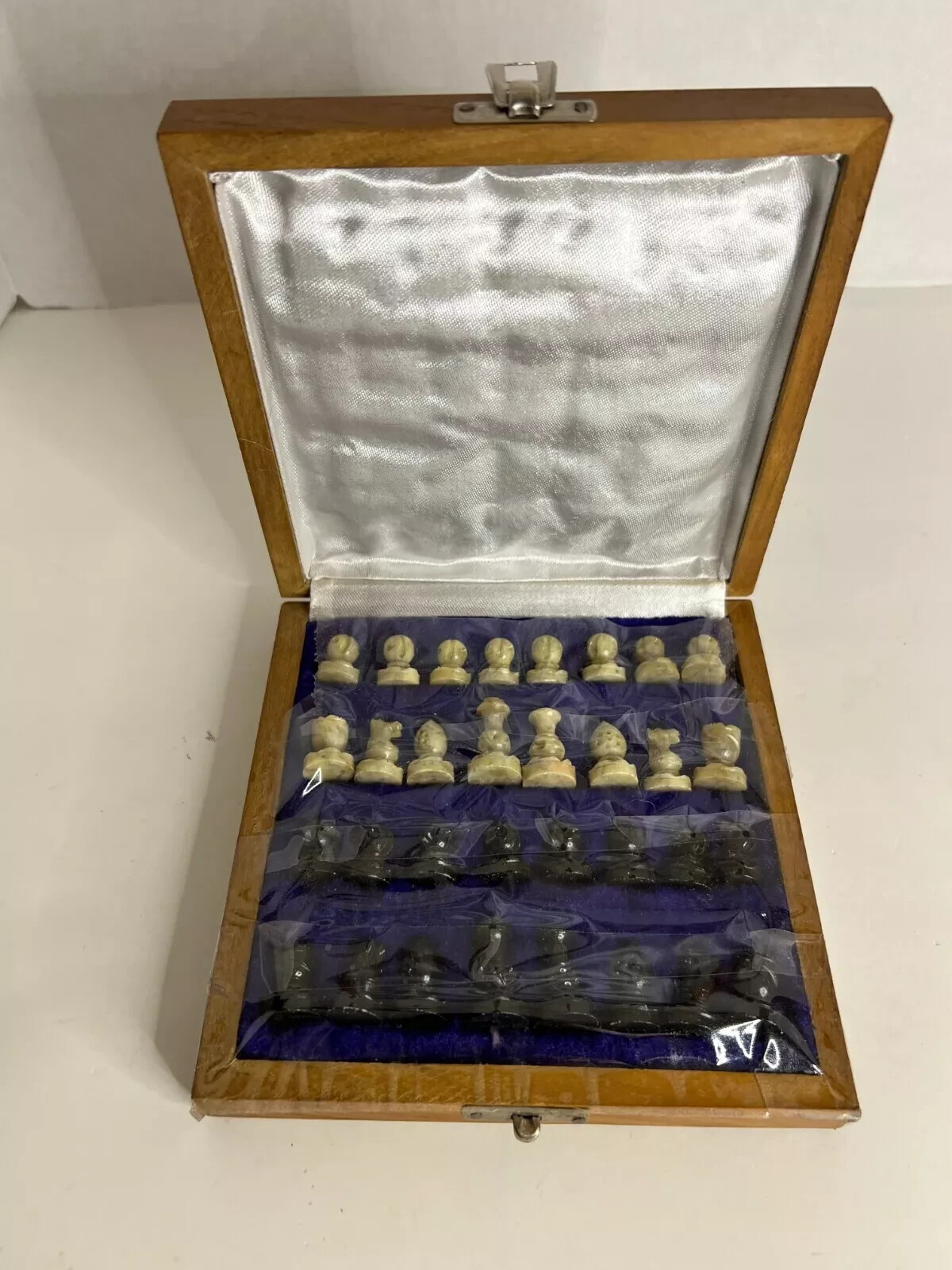 Chess Board Wooden with Stone Pieces 6x6 Toy Game Box Set - 5B marker ...