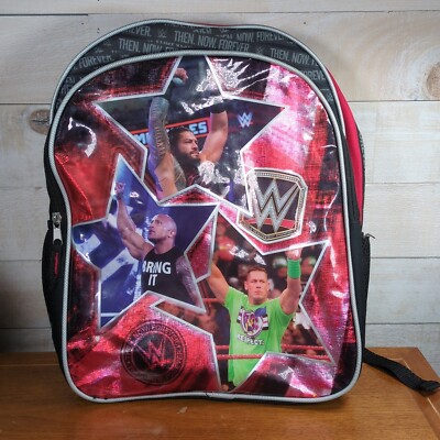 WWE World Wrestling Schoool Backpack Book Bag JOHN CENA the Rock Roman ...