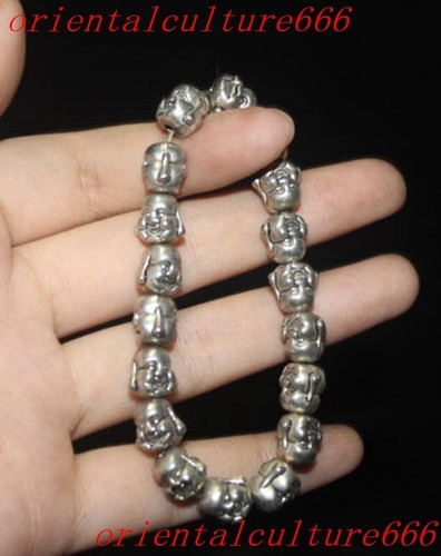 10*5mm Tibetan silver Maitreya Buddha Buddha head statue Bracelet hand ...