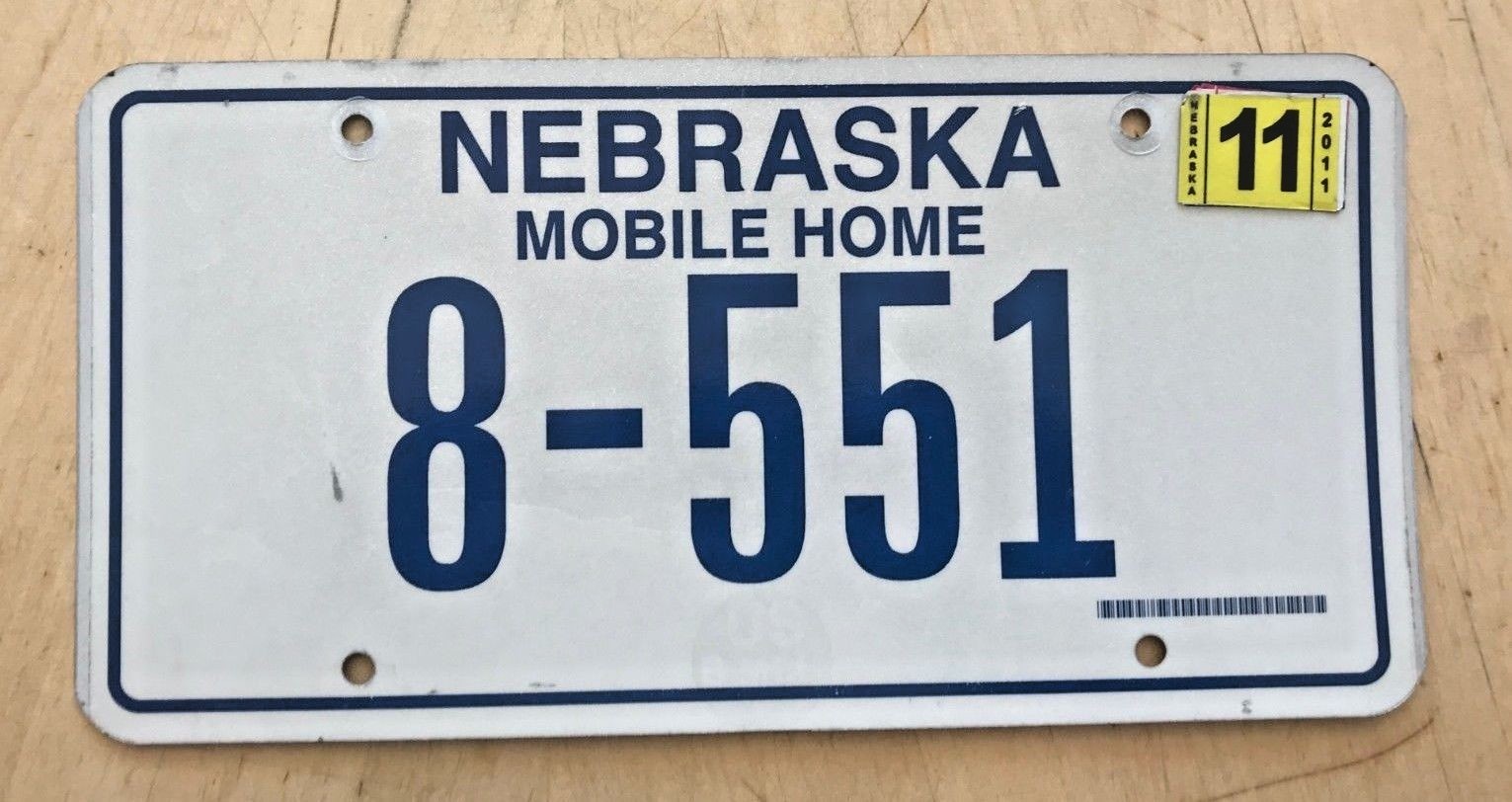 NEBRASKA MOBILE HOME LICENSE PLATE " 8 551 " NE | eBay