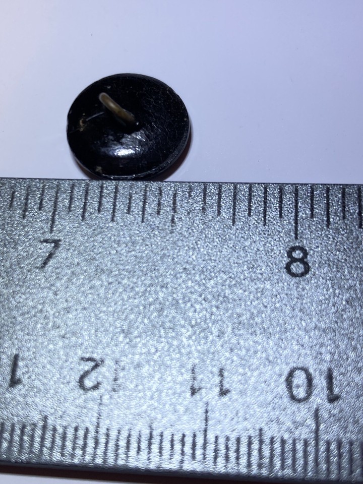 Antique Jet Black Glass Button Carved Textured Mixed Geometric Metal ...