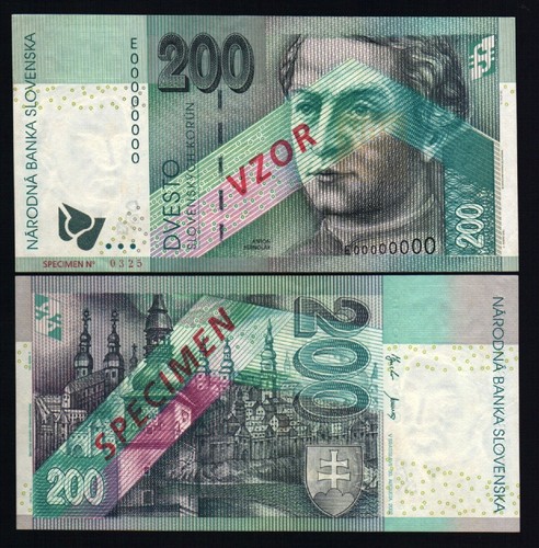 Slovakia 200 KORUNA P-41 2002 Specimen 00000000 UNC Pre Euro RARE ...