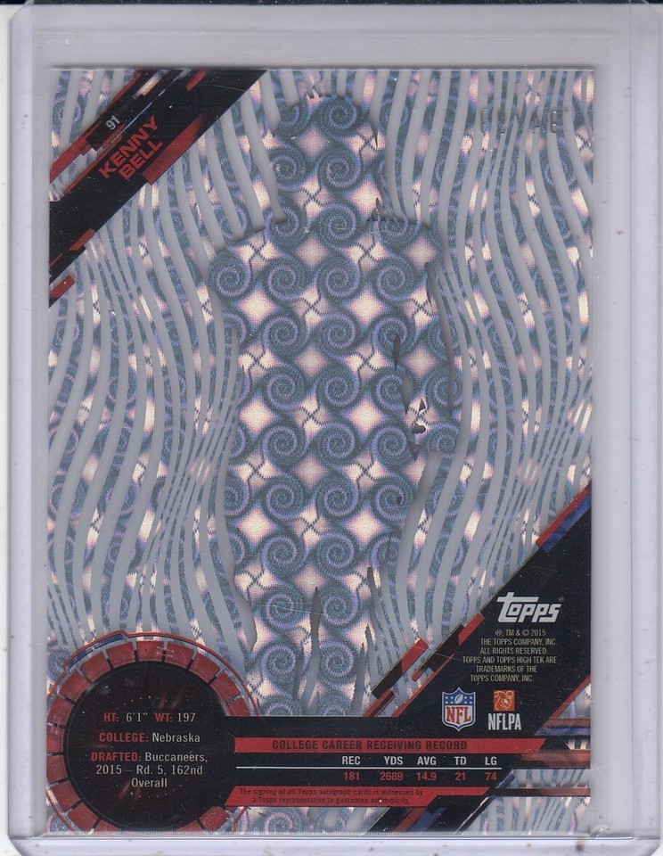 KENNY BELL 2015 Topp High Tek Autograph Tidal Diffractor #91 RC 94/99 ...